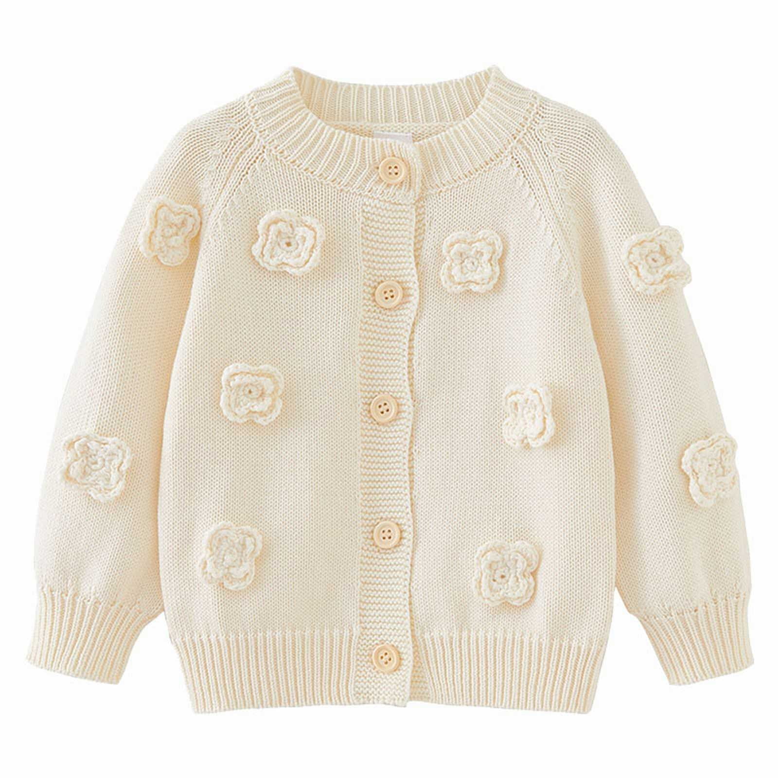 GEZHEN Toddler Girls Cardigan Sweater Autumn/Winter Handmade Flowers ...