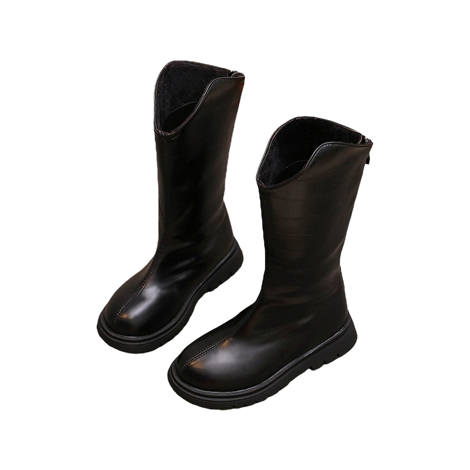 GEZHEN Toddler Rain Boots Girls Solid Color Zipper Boots Winter Girls ...