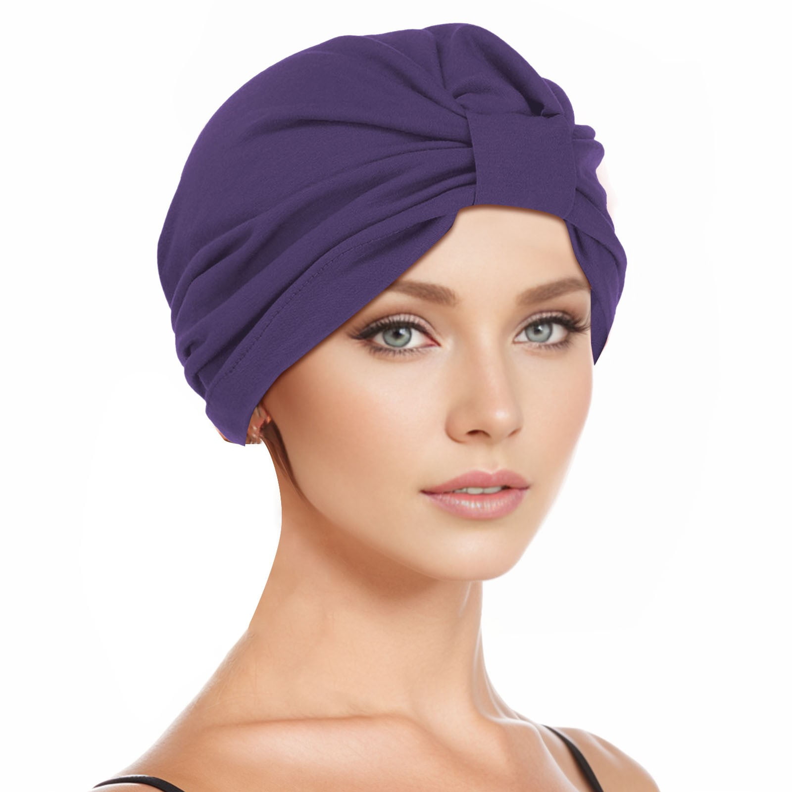 GEZHEN Women Muslim Turban Stretch Hat Ruffle Cancer Chemo Cap Hair ...