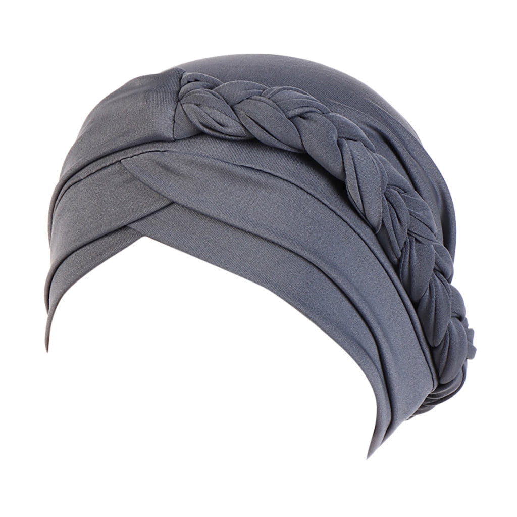 GEZHEN Women Solid Plait Hat Pre Tied Knot Ruffle Cancer Chemo Beanie ...