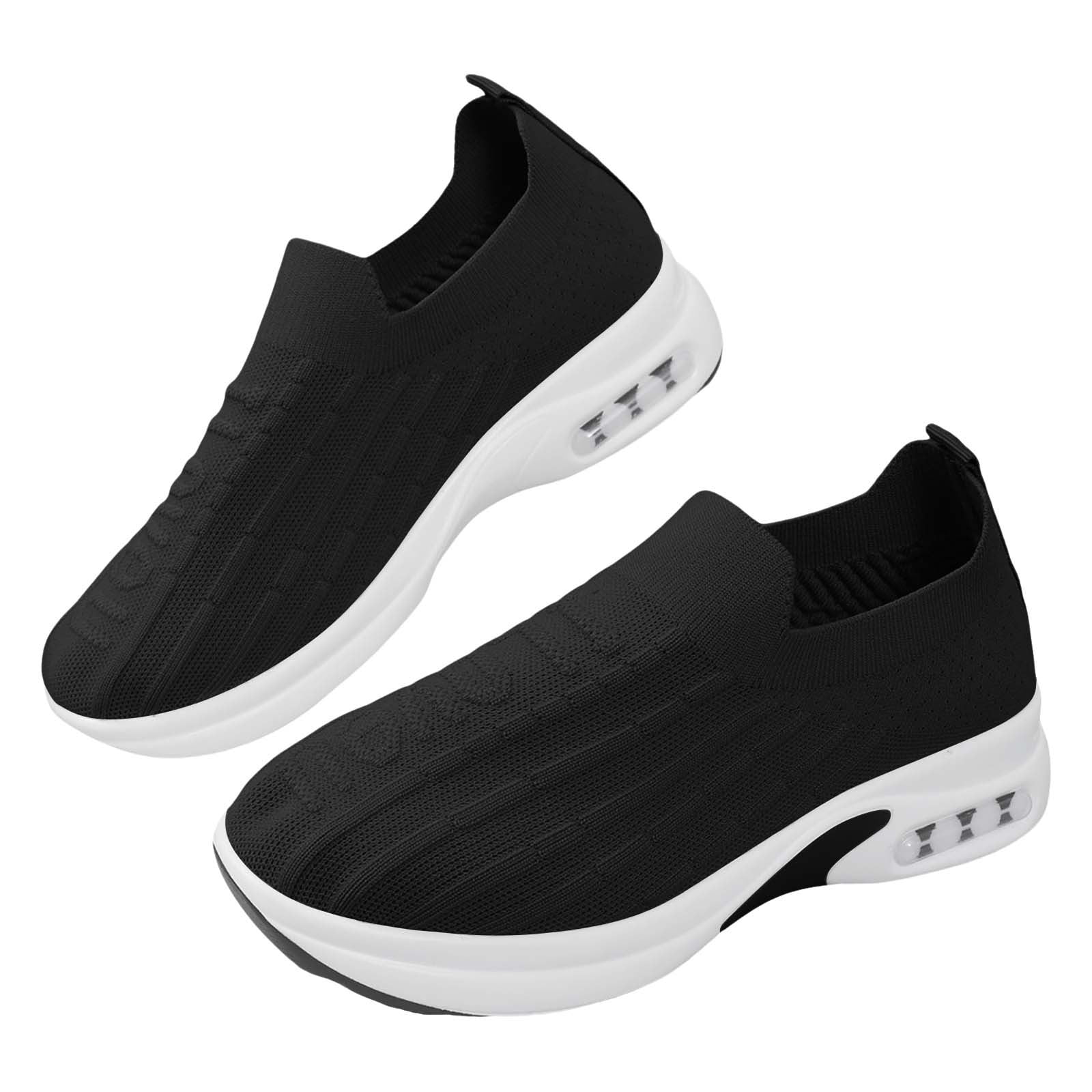 GEZHEN Women's Flat Fly Knit Casual Shoes Woven Orthopedic Breathable ...