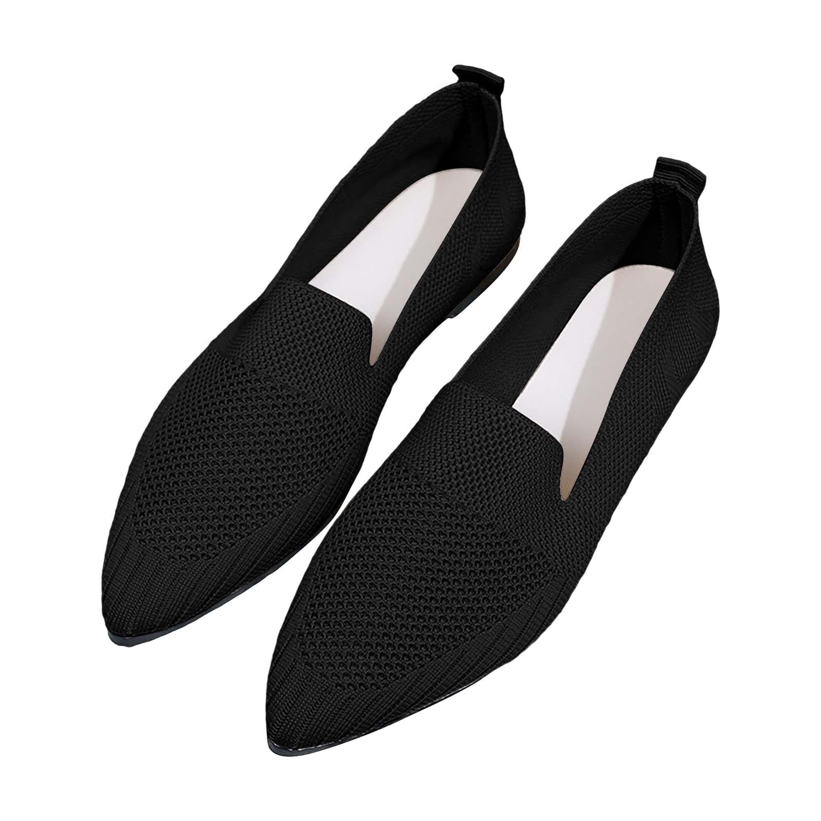 GEZHEN Women's Flat Pointed Toe Fly Mesh Casual Shoes Woven Orthopedic ...