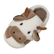 Cute Animal Slipper For Women Girls Kawaii Fluffy Winter Warm Slippers Woman Cartoon Milk Cow ...