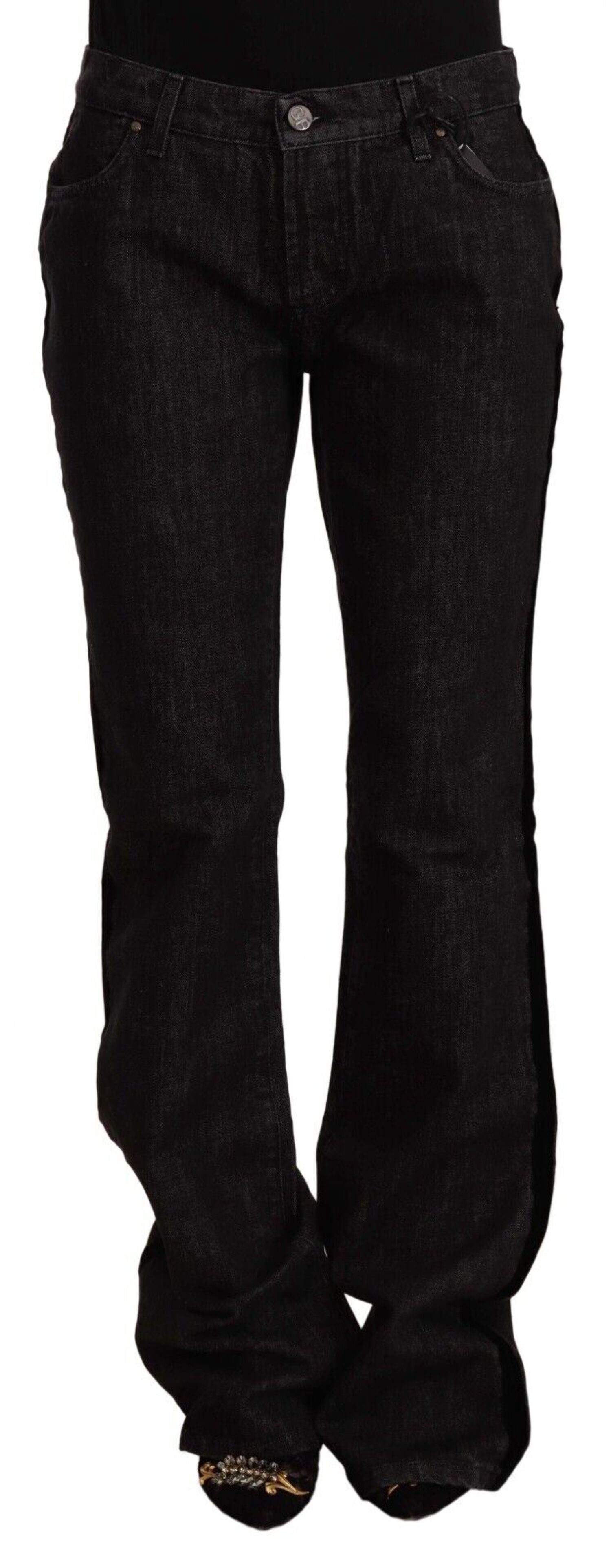 GF Ferre Black Mid Waist Cotton Denim Straight Boot Cut Jeans - Walmart.com