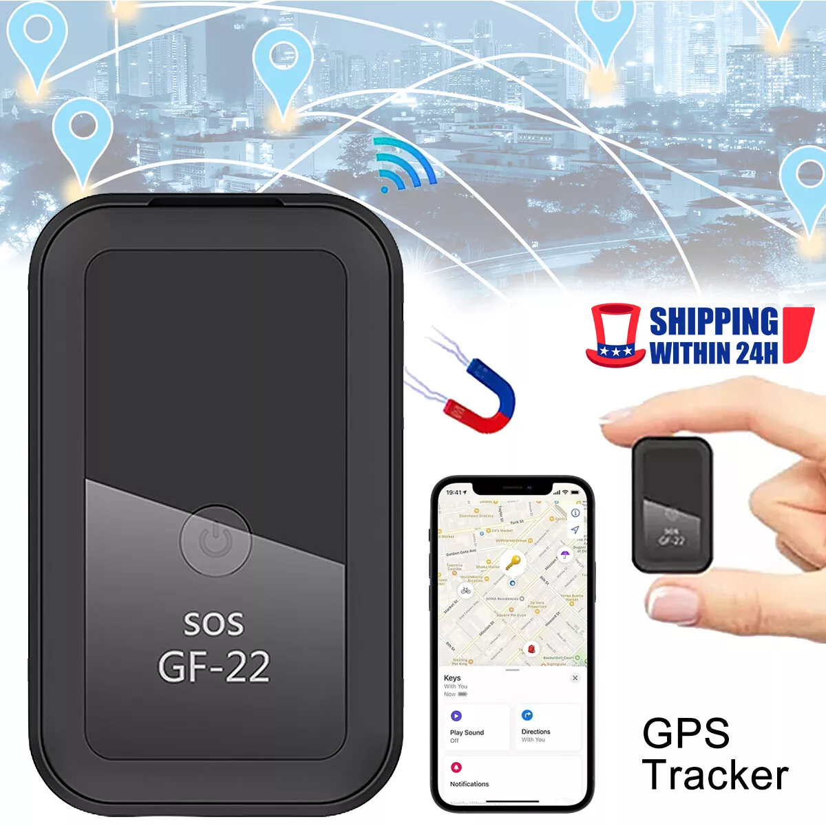 GF22 Magnetic GSM Mini GPS Tracker Real Time Tracking Locator Device For Car Pet - Walmart.com