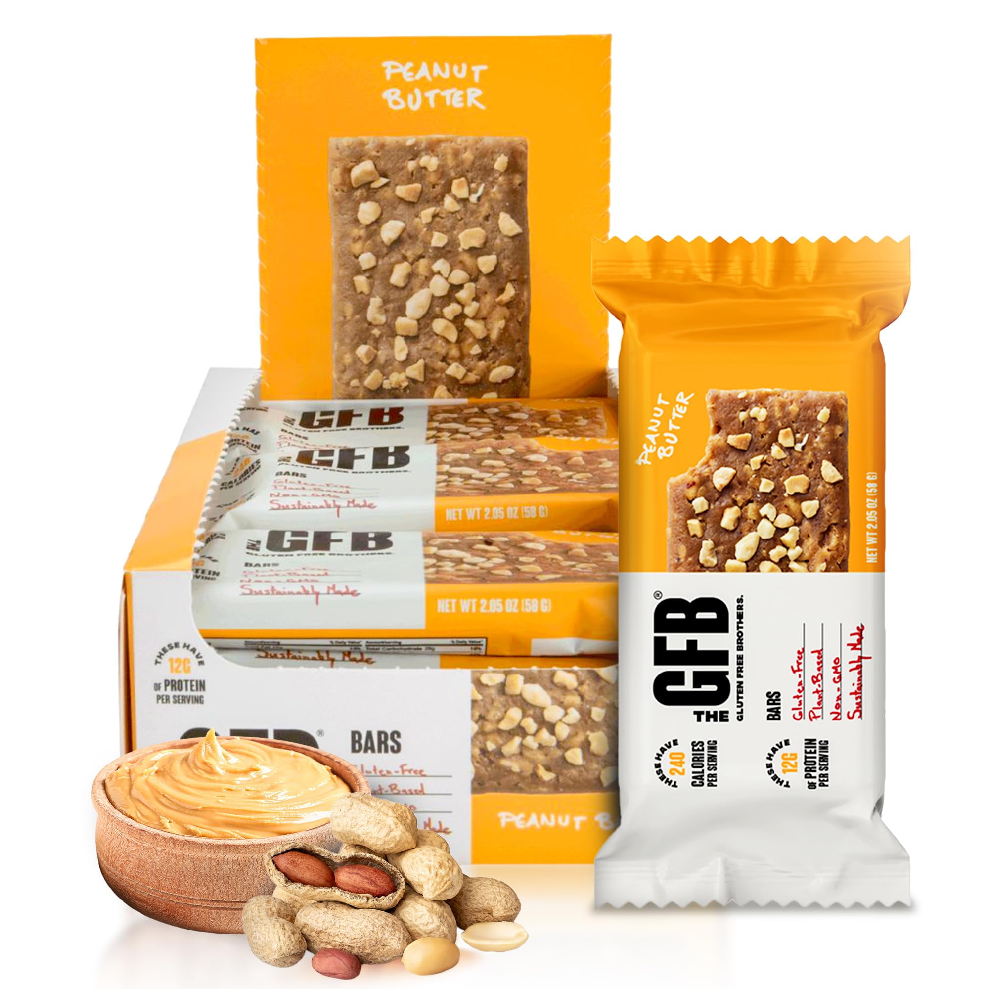 The GFB Peanut Butter SBF3 Protein Bars - Gluten Free, Plant Based, Non GMO, Sustainably Made ...