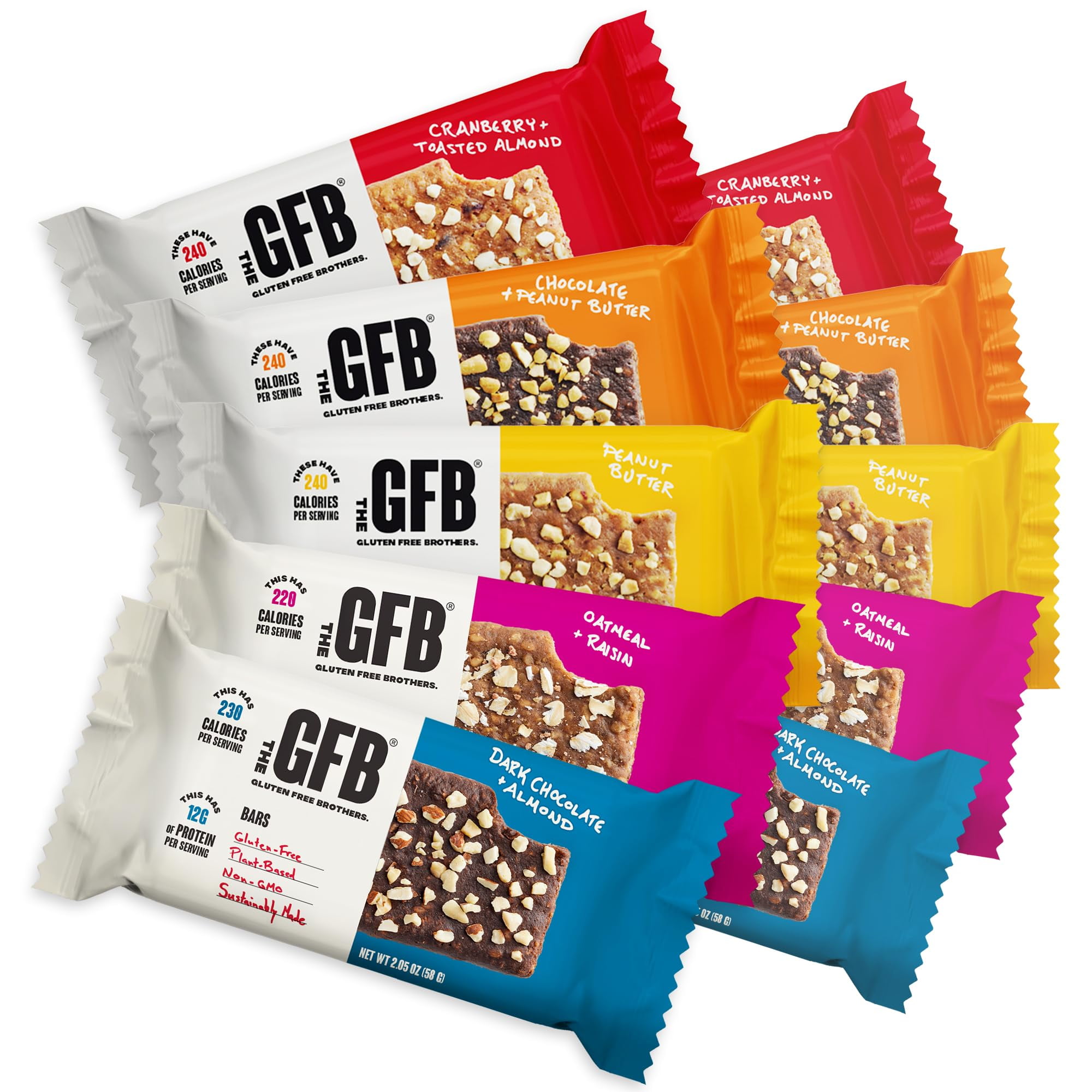 The GFB Variety Pack Protein Bars - GHH1Gluten Free, Plant Based, Non GMO, Sustainably Made ...