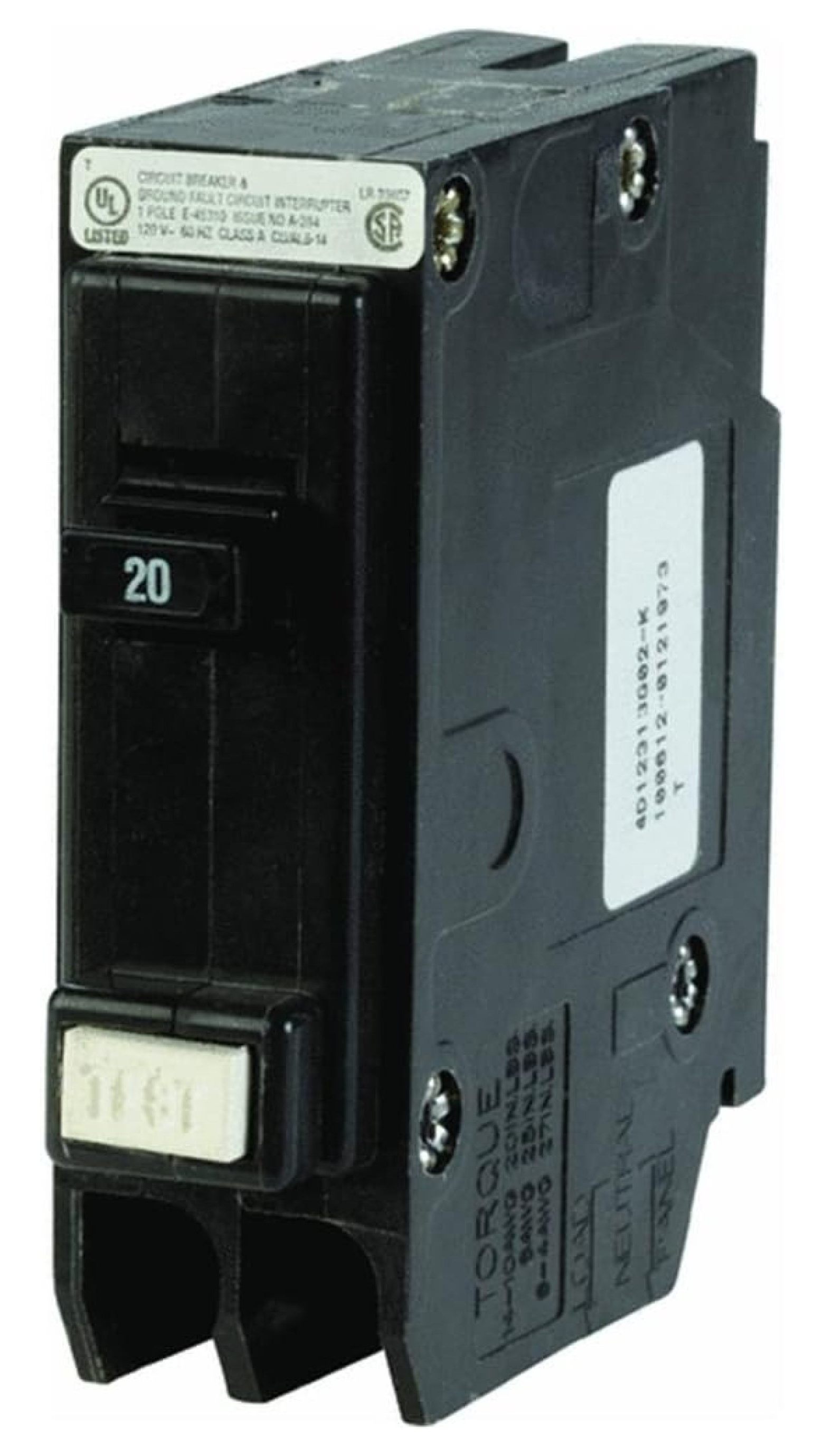 GFCB120CS 20 Amp Ground Fault Circuit Breaker - 120V Single Pole ...