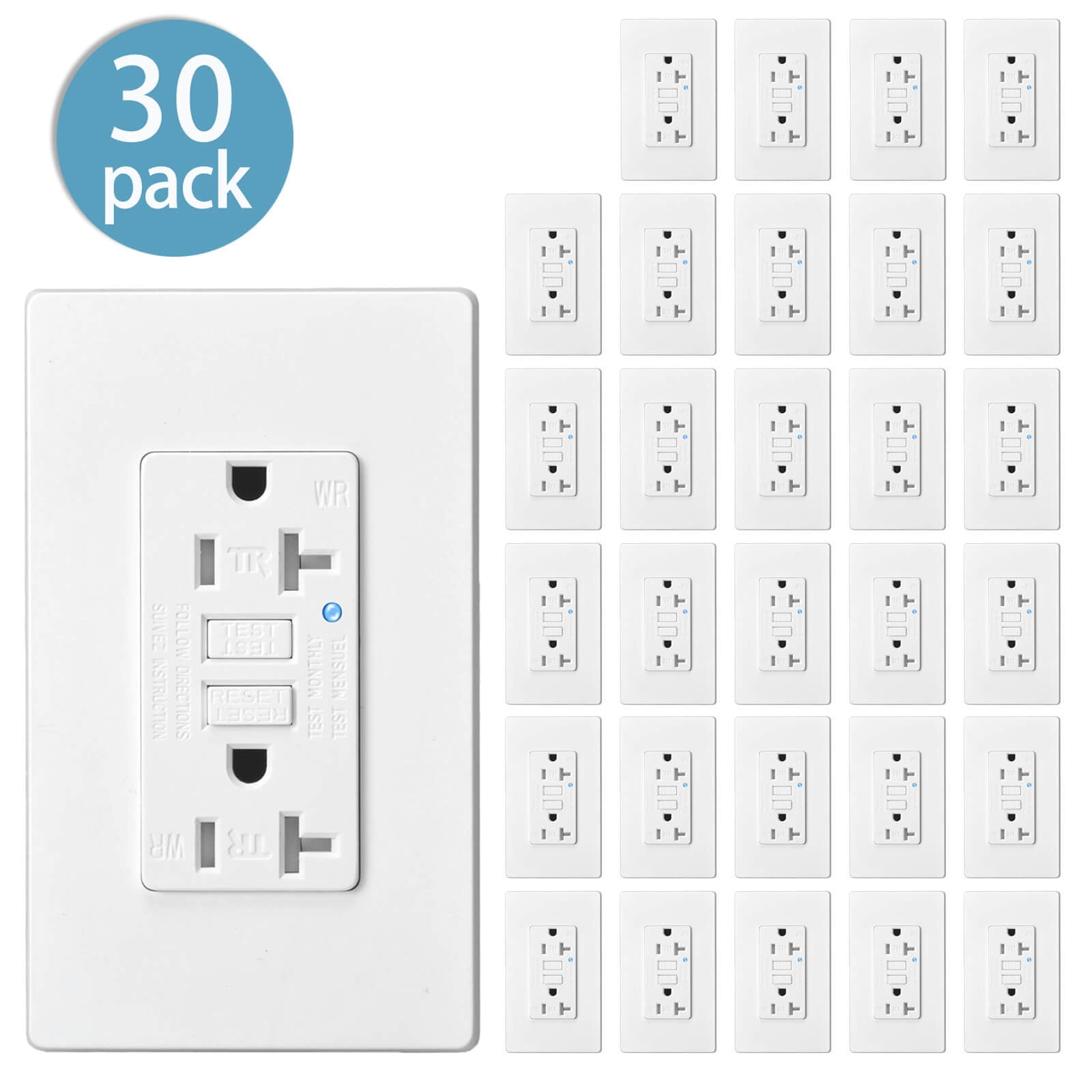 GFCI GFI Outlet 20Amp Duplex Receptacle Tamper Resistant Weather ...