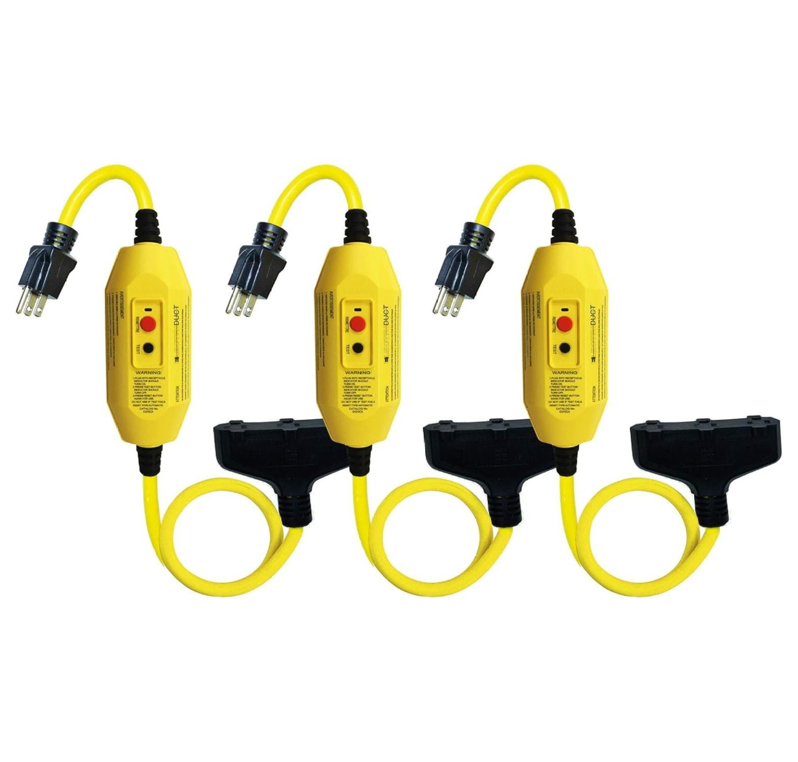 GFCI Inline 15 Amp with 2FT Triple Tap Cord UL Outdoor Waterproof 15 ...