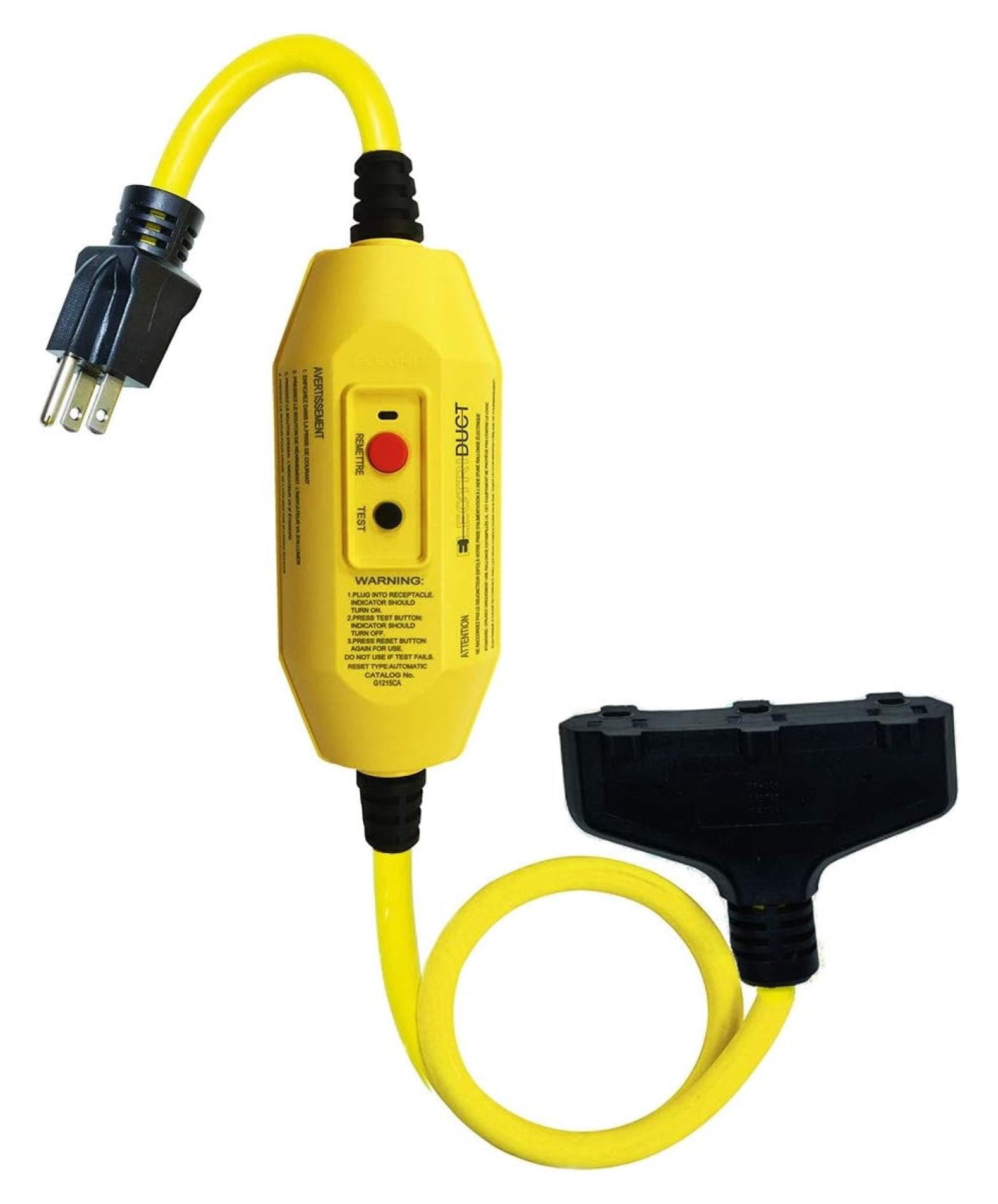 GFCI Inline 15 Amp with 2FT Triple Tap Cord UL Outdoor Waterproof 15 ...