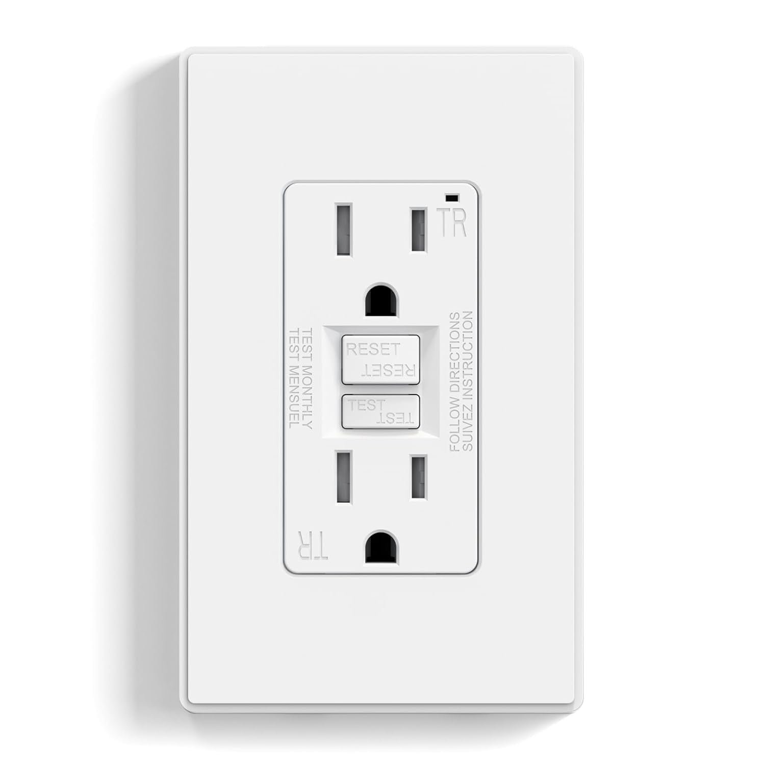 GFCI Outlet 15 Amp, Self-Test GFI Electrical Outlet with Thinner Design ...