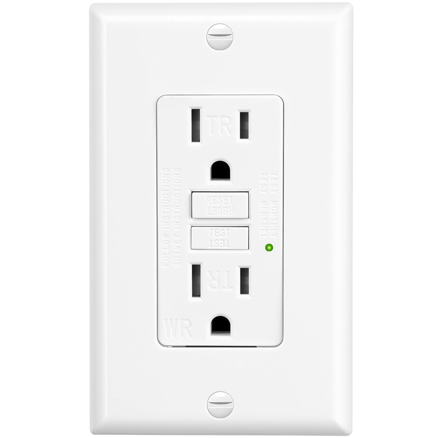 GFCI Outlet 15 Amp,Self-Test,GFI Electrical Outlet with Thinner Design ...