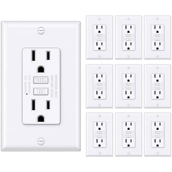 GFCI Outlet 15 Amp with Slim Design, GFI Electrical Outlet with , Non-Tamper-Resistant GFCI ...