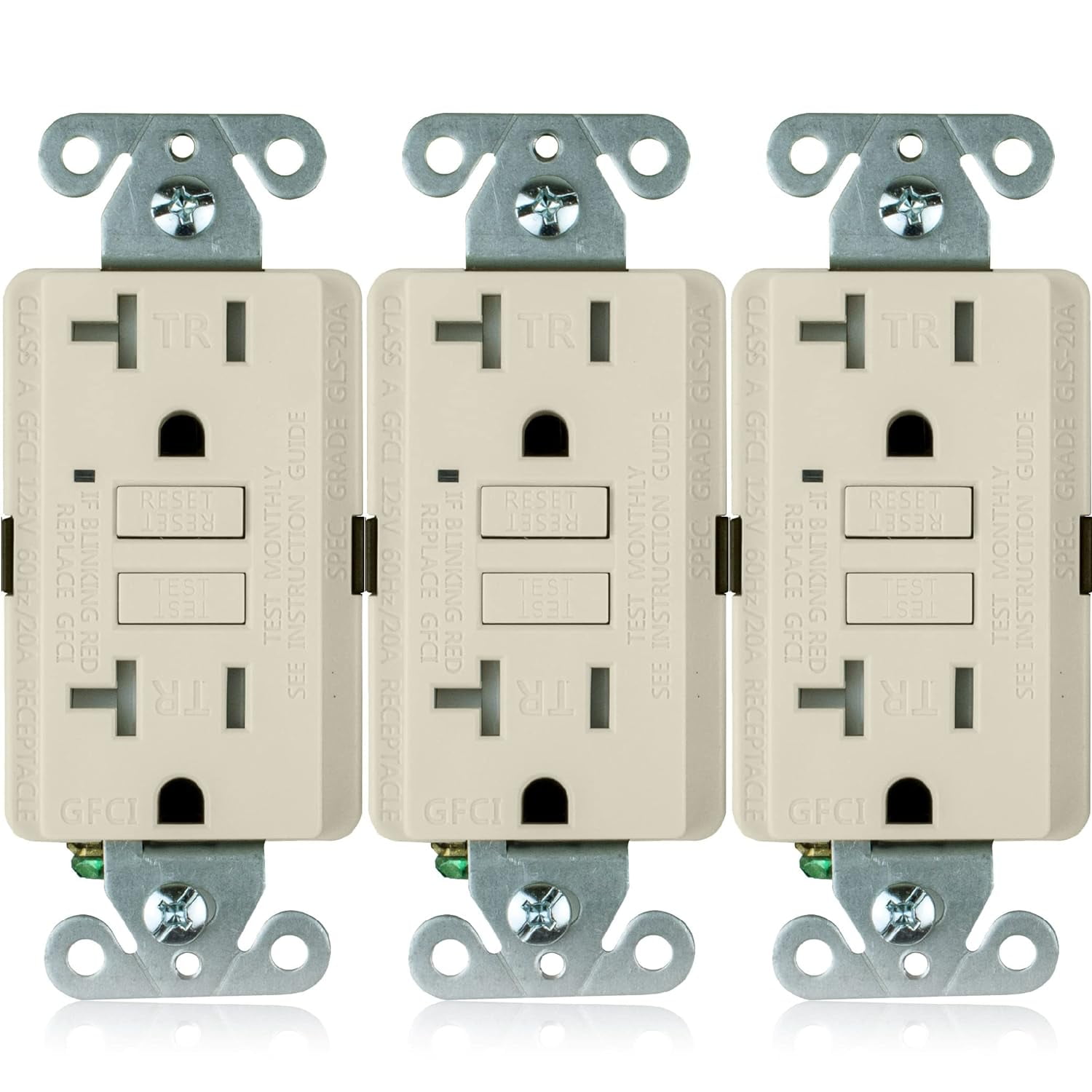 GFCI Outlet 20 Amp [3-Pack], Tamper-Resistant GFI Duplex Receptacles ...