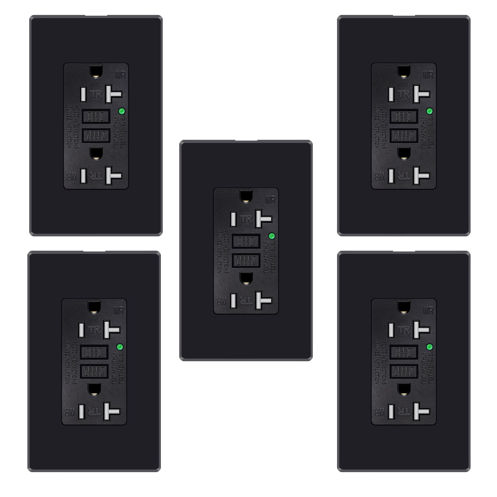 GFCI Outlet 20 Amp, ETL Listed, LED Indicator, Tamper-Resistant ...