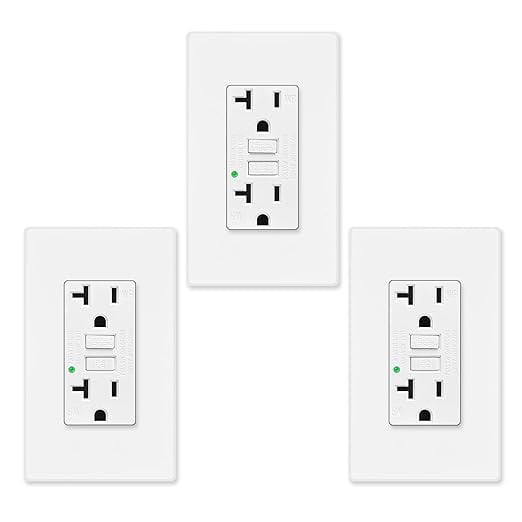 GFCI Outlet 20 Amp Non Tamper Resistant,3Pack Gfi Electrical Outlet 20A ...
