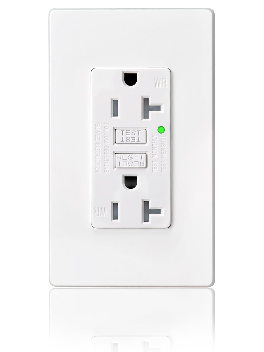 GFCI Outlet 20 amp GFCI Outlet GFI Electrical Outlet 20 amp Self-Test ...