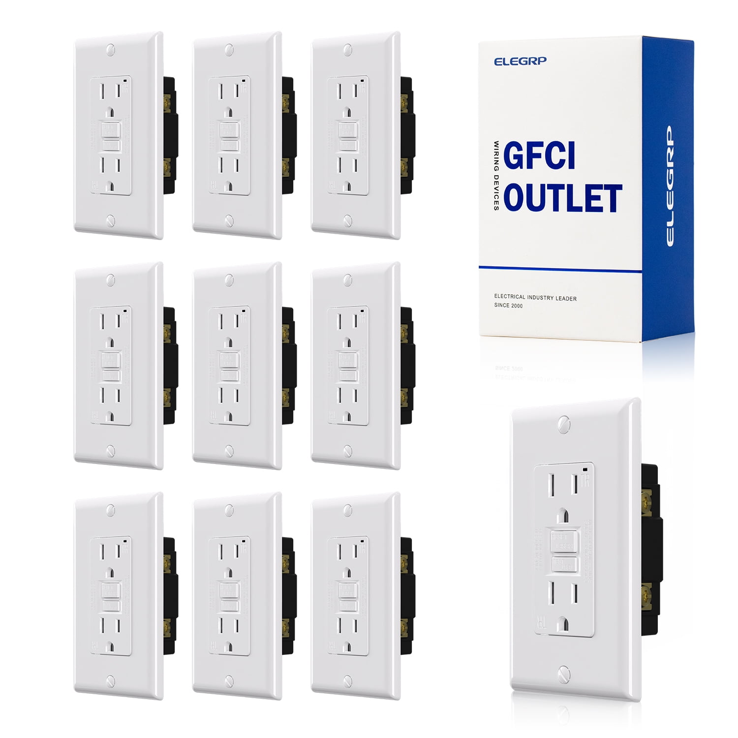 ELEGRP GFCI Outlet 15 Amp, Self-Test GFCI Electrical Outlet with ...