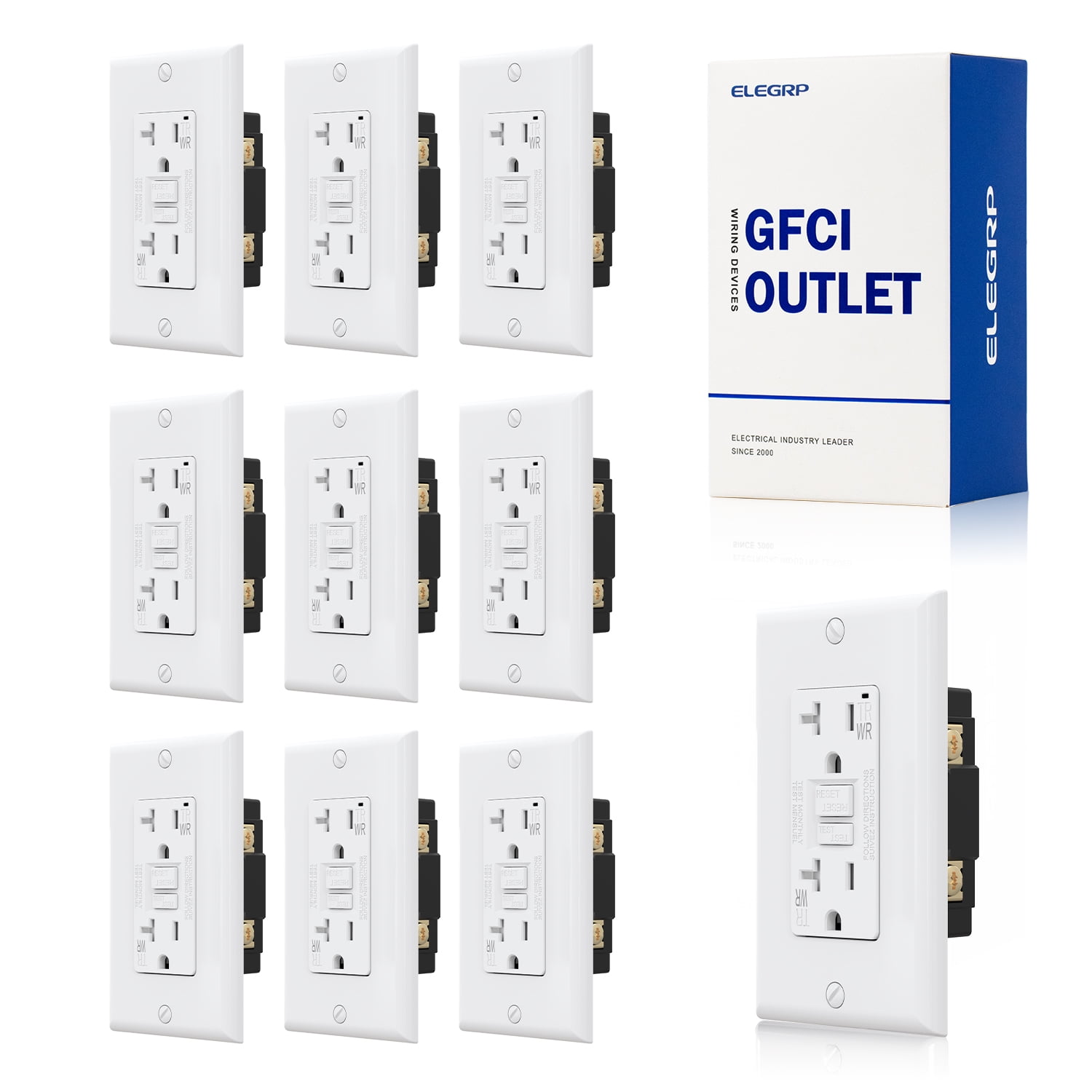 ELEGRP GFCI Outlet Outdoor, 20 Amp Electrical Outlet, Weather & Tamper ...