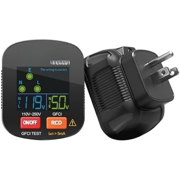 GFCI Outlet Tester with LCD Display, Standard 3-Prong 110V-250V AC ...