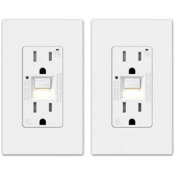 GFCI Outlet w/Nightlight, 15 Amp Self-Test GFI Electrical Outlet ...