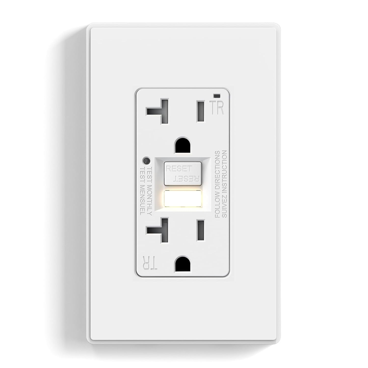 GFCI Outlet w/Nightlight, 20 Amp Self-Test GFI Electrical Outlet ...