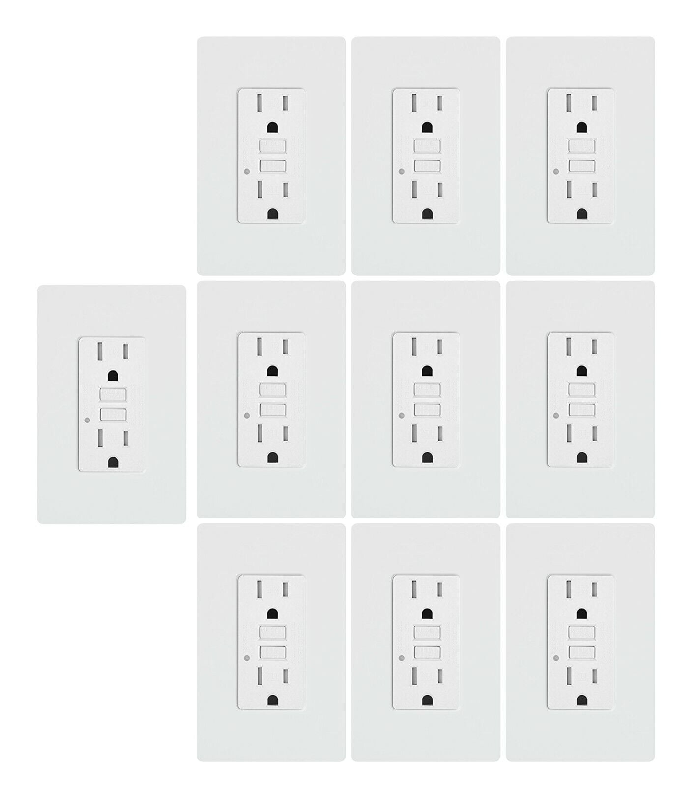 GFCI outlet 15A Self testing Tamper Resistant Receptacle Wallplate ...