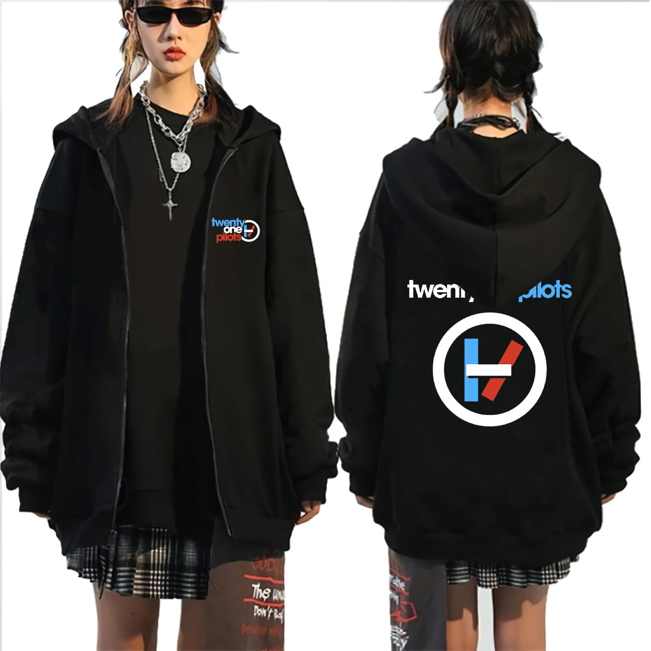 GFGSZTAFB Twenty One Pilots Full Zip Hoodie Long Sleeve Drawstring ...