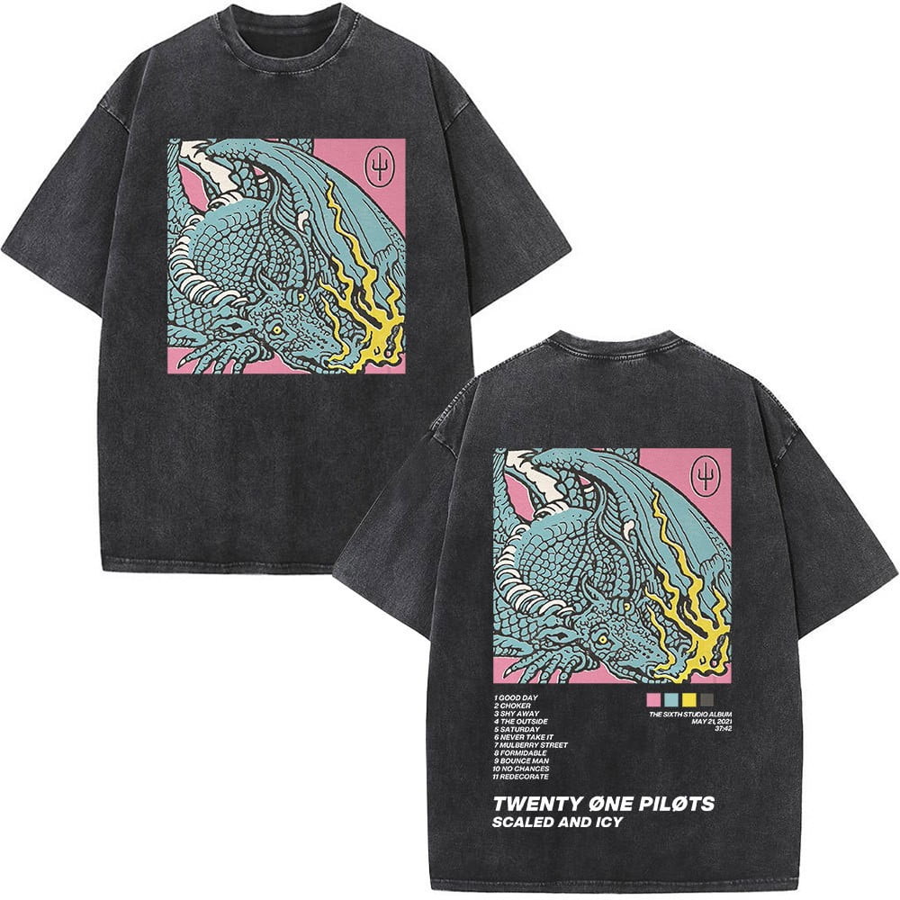 GFGSZTAFB Twenty One Pilots washed vintage cotton T-shirt sheep pattern ...