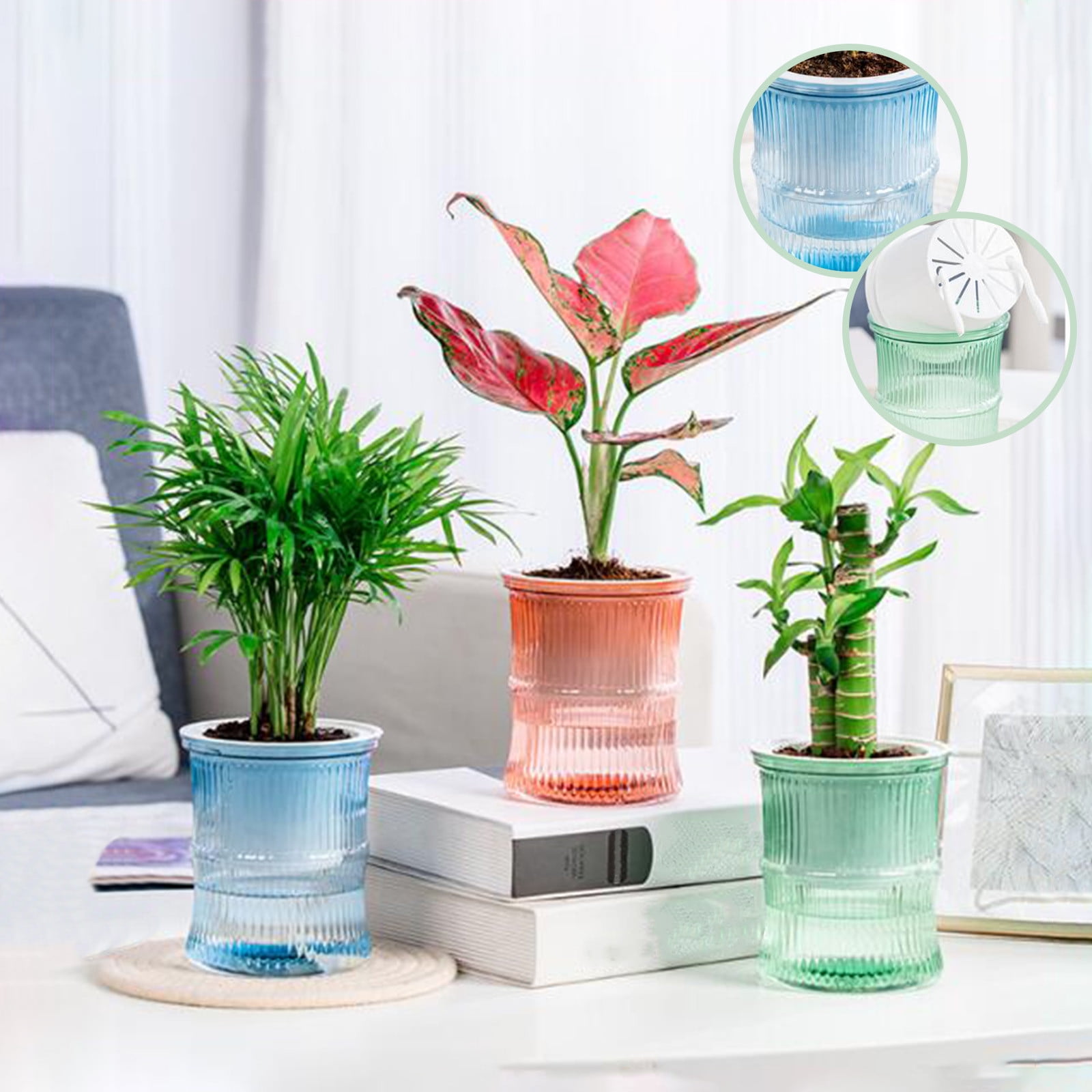 GFHFHITJ Bamboo,Self-Absorbing Lazy Transparent Water Storage Mess ...