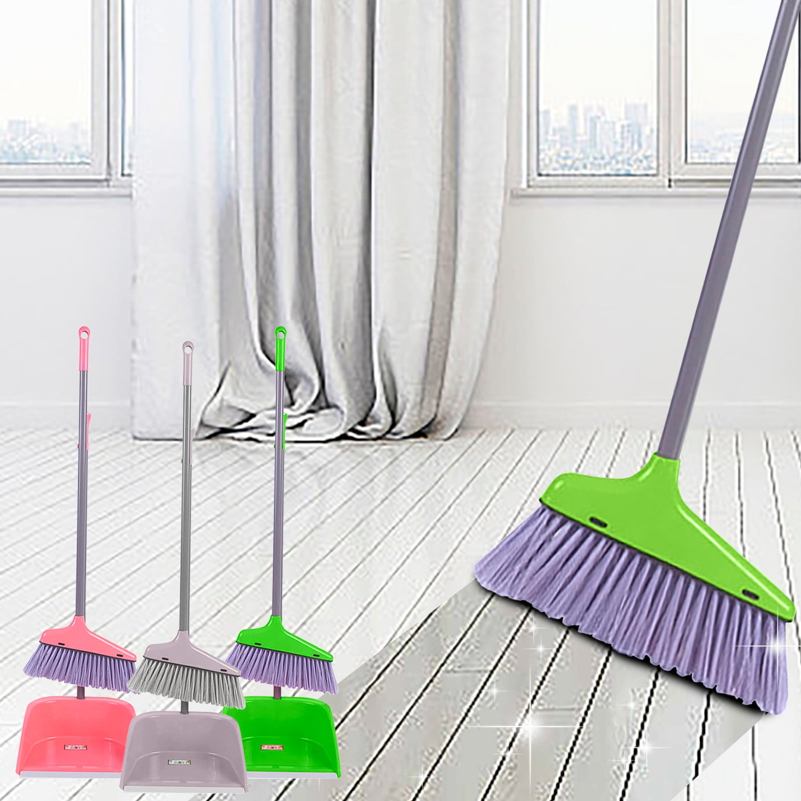 GFHFHITJ Broom And Dustpan Set for Home, Long Handle Lightweight Indoor ...