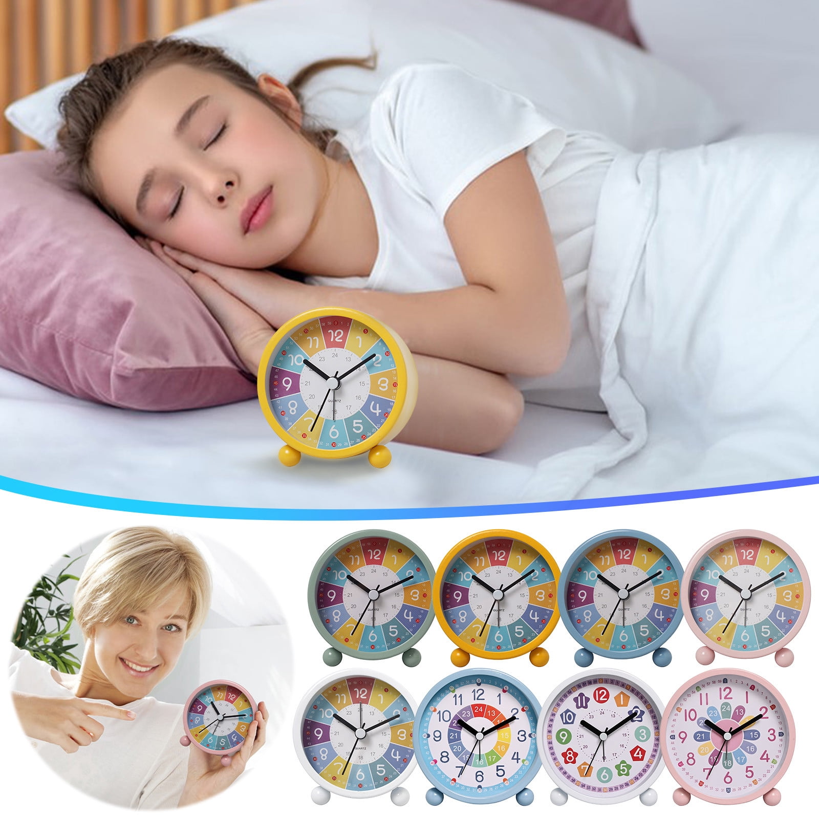 GFHFHITJ Children'S Alarm Clock, Analogue Alarm Clock, No Ticking ...