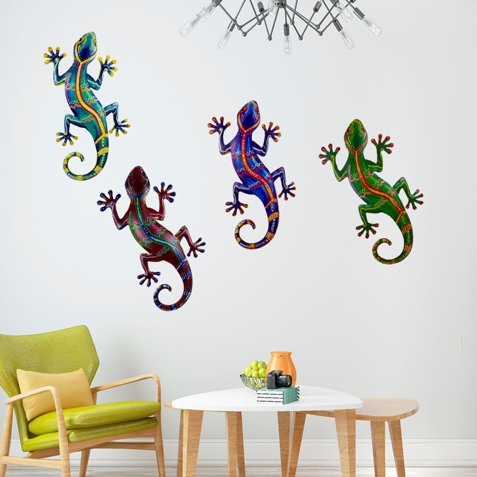 GFHFHITJ Metal Gecko Wall Decor Lizard Garden Art Color Hanging Glass ...