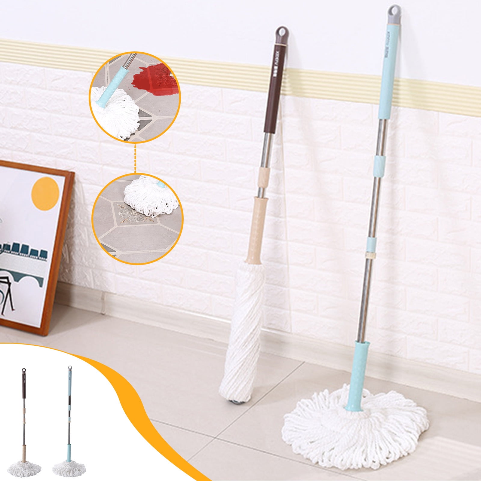 GFHFHITJ Self Wringing Mop For Floor Cleaning Reusable Easy Squeezed Twisting Mop With 52.3 ...