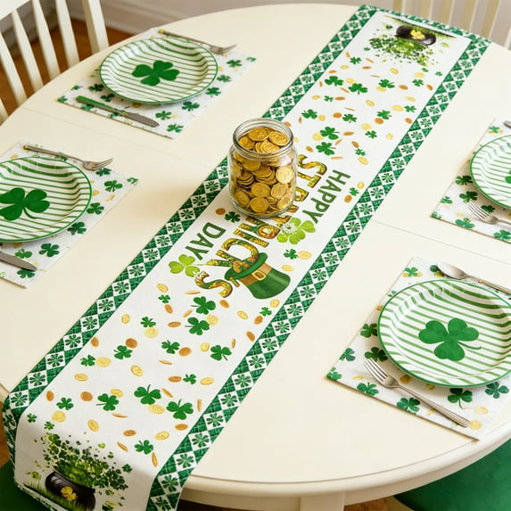 GFHFHITJ Table Runner St. Patrick's Day Linen Table Runner Living Room ...