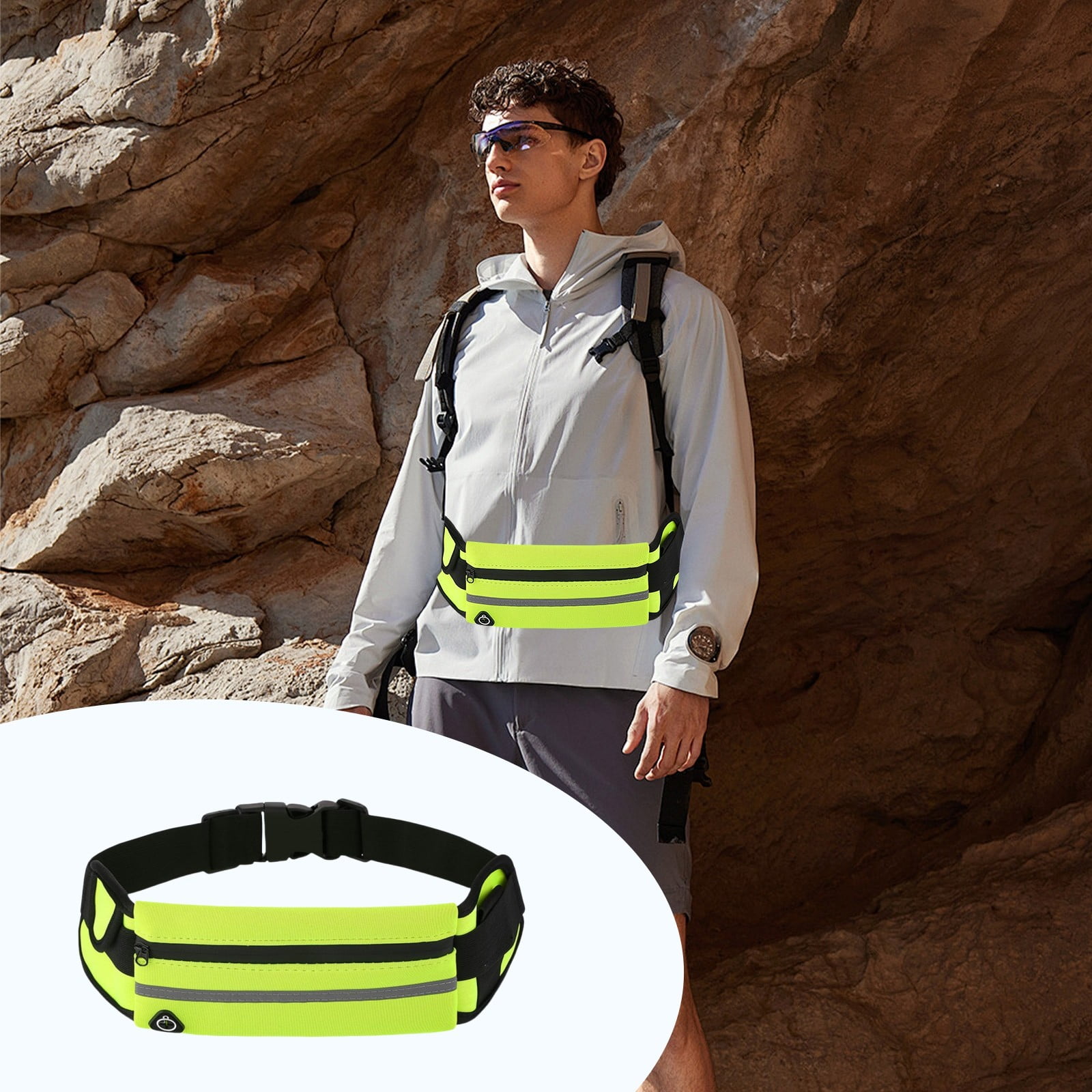 GFHFHITJ Waist Pack Sports Running Belt Pouch Bag with Water Bottle Holder And 2 Zipped Pockets ...