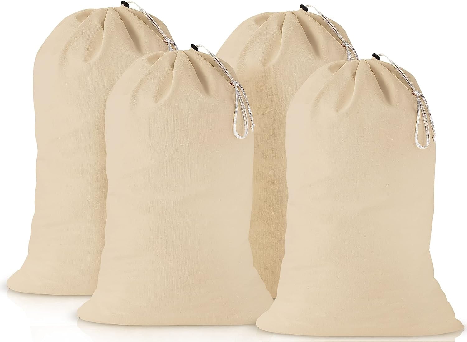 GFI Cotton Laundry Bags with Drawstring Closure, 4 Pack, Extra Large ...