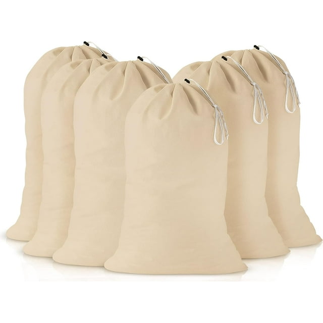 GFI LINEN CLUBS Cotton Laundry Bag, 6 Pack, 24x36 inch, Drawstring ...