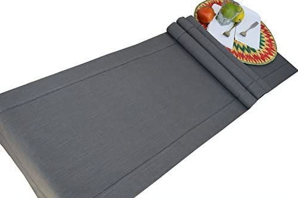GFI LINEN CLUBS Cotton Slub Hemstitched Table Runner - Charcoal-16x72 ...