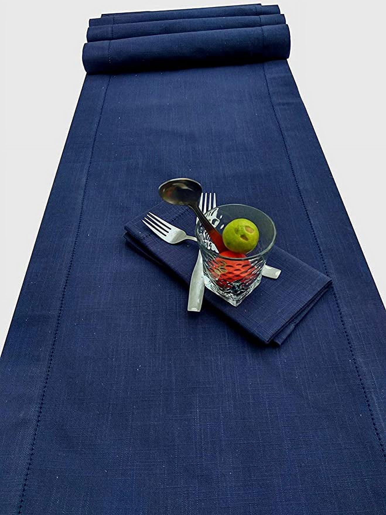 GFI LINEN CLUBS Cotton Slub Hemstitched Table Runner - ROYAL BLUE-16x90 ...