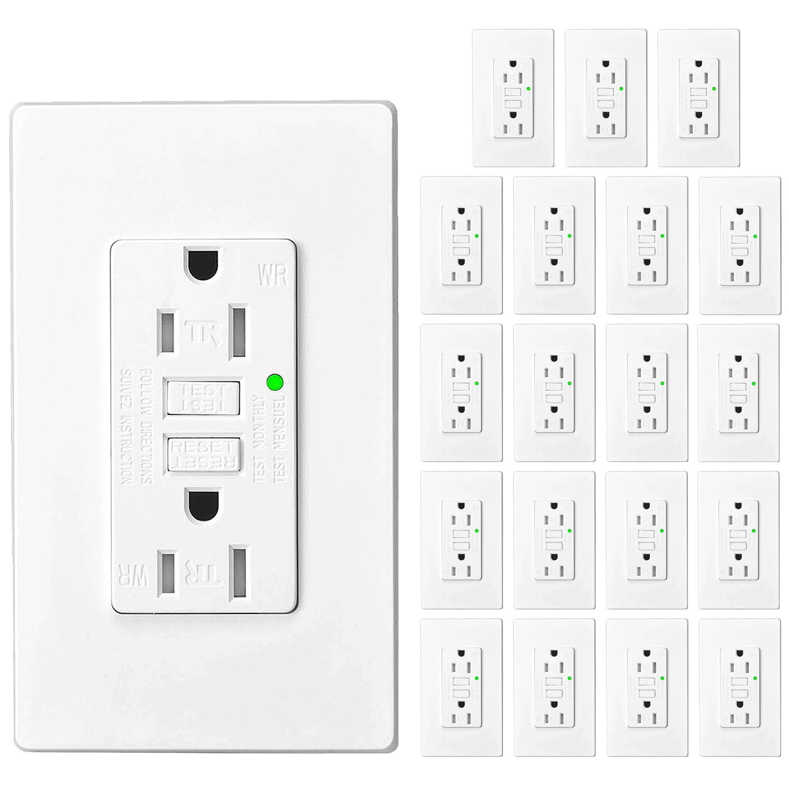 GFI Receptacle GFCI Outlet 15 Amp Tamper Resistant TR WR ETL for ...