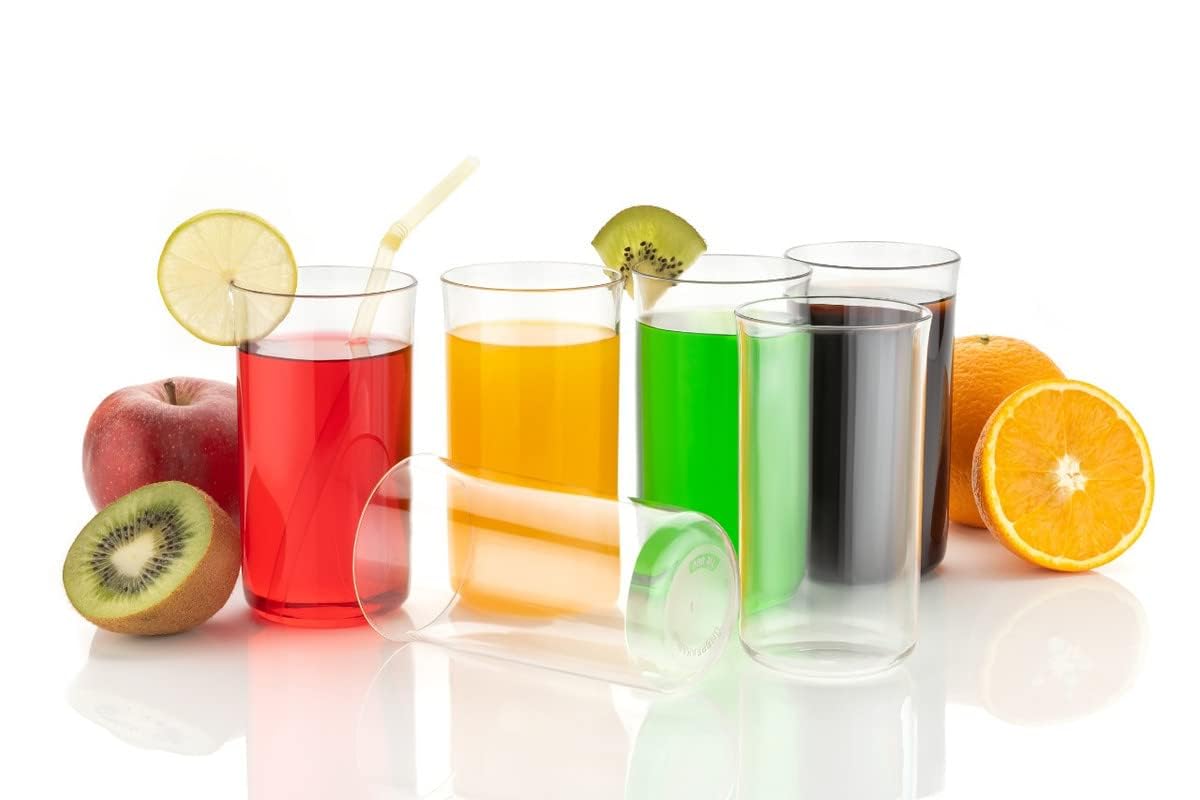 GFIDEL Crystal Cut Plastic Water Glasses Set of 6 Transparent Long ...
