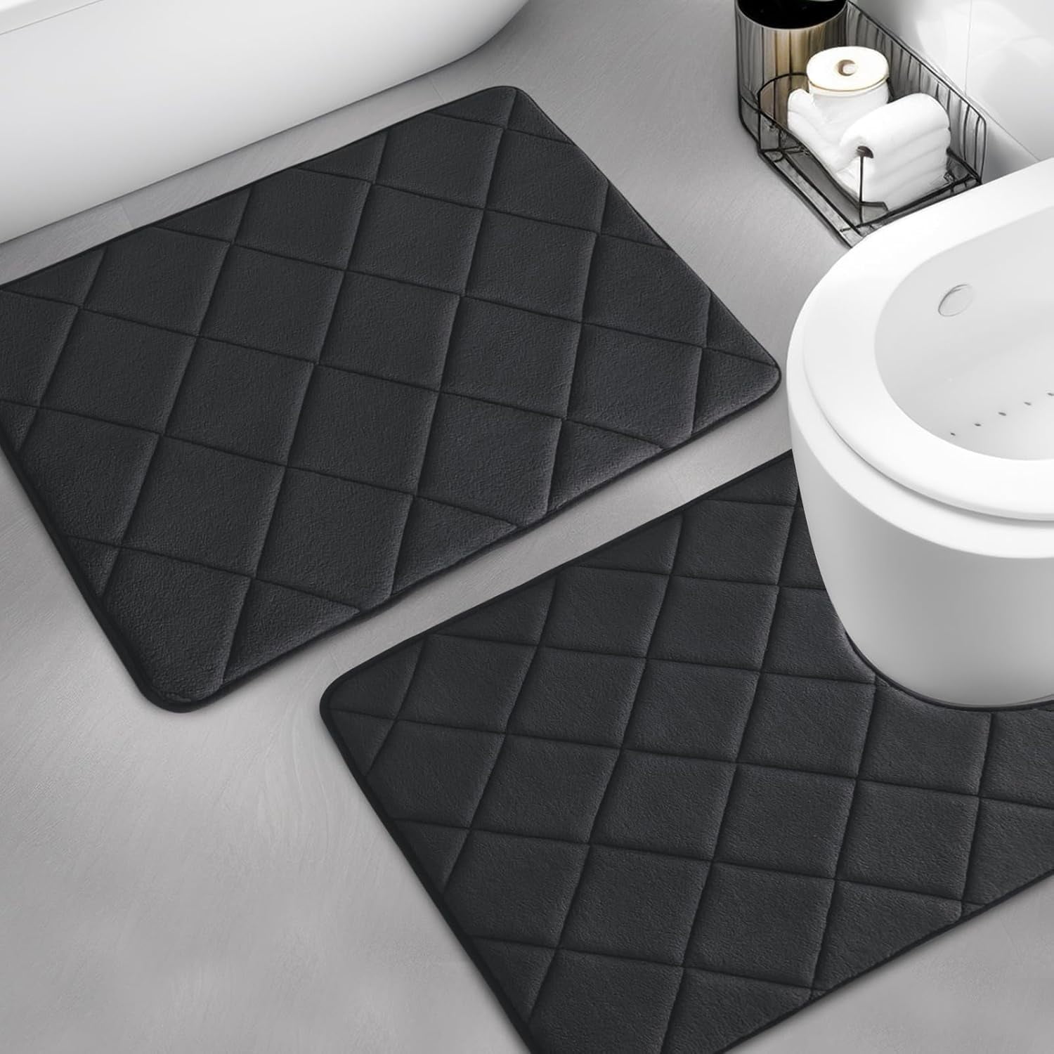 GFJASH-Memory Foam Bathroom Rugs Set, Ultra Soft Bath Mats for Bathroom ...