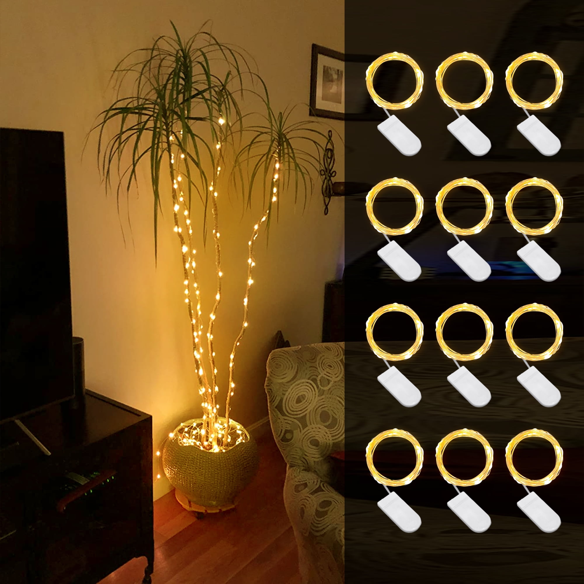 GFLAI 12 Pack Fairy Lights, Battery Operated LED String Lights ...