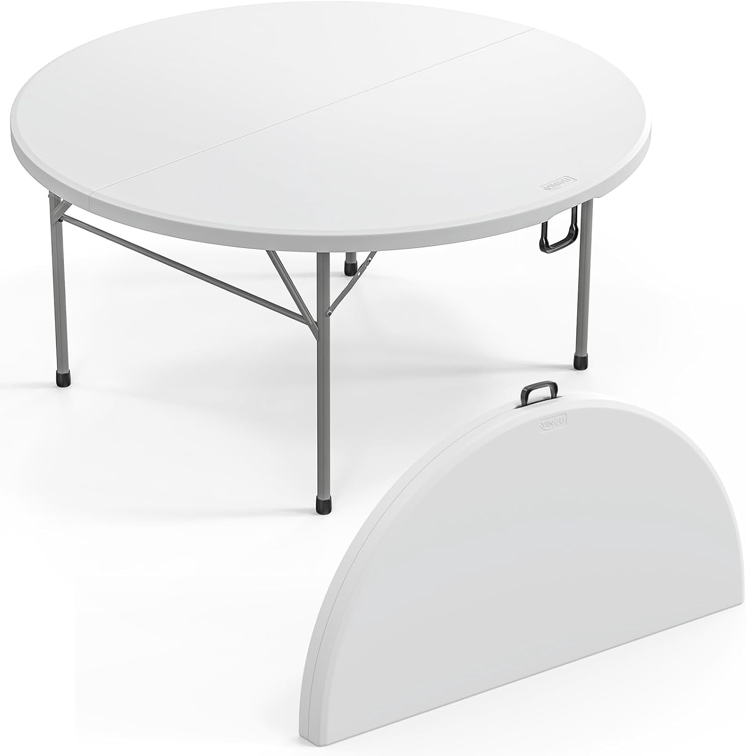 GFNXYI 5 FT Round Bi-Folding Commercial Table, 60 inch Portable Plastic ...