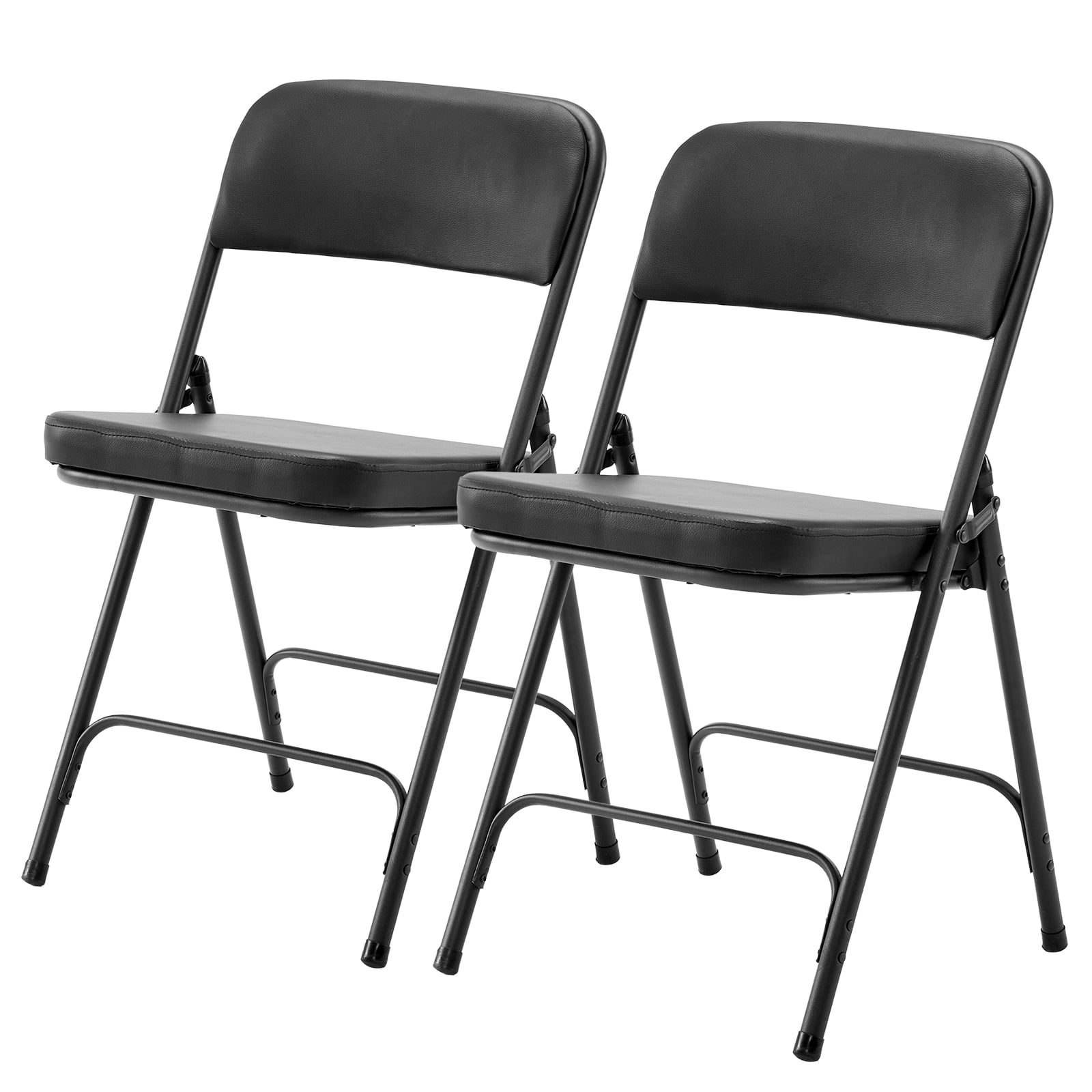 GFNXYI 6 Pack Padded Fabric Folding Chairs - Black Portable Stacking ...