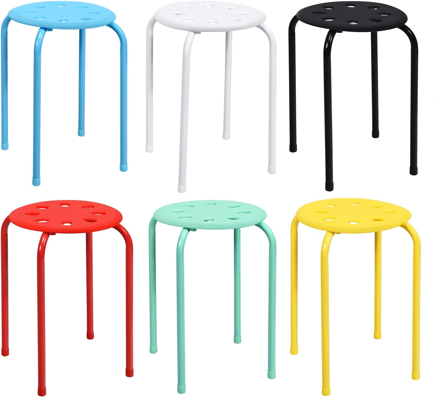 GFNXYI 6-Pack Plastic Stack Stools, 17.5-Inch Portable Stackable Stools ...