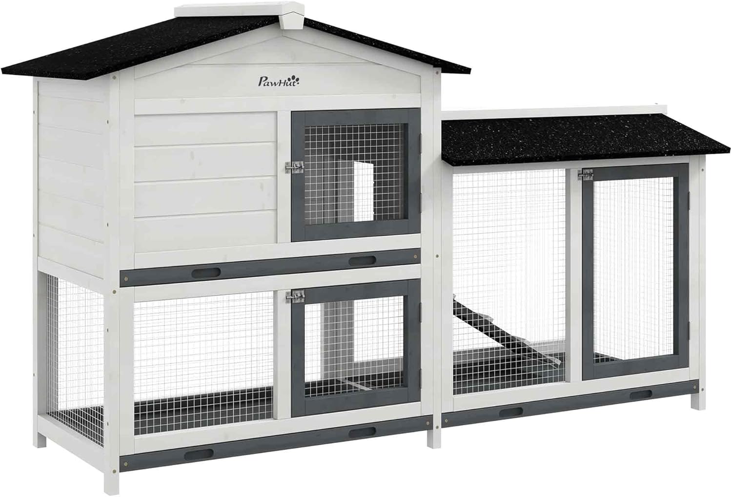 GFNXYI 62" Rabbit Hutch, Wooden Bunny Hutch, Guinea Pig Cage, Small ...