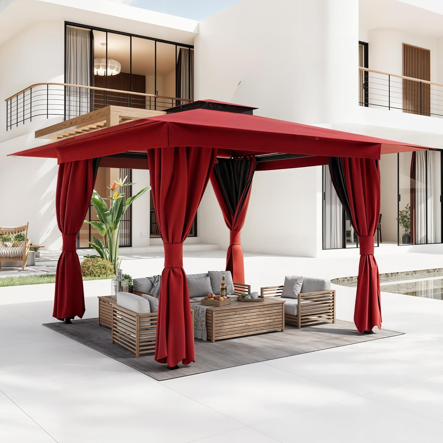 GFNXYI 8'x8' Outdoor Gazebo for Patio, Heavy Duty Party Tent with ...